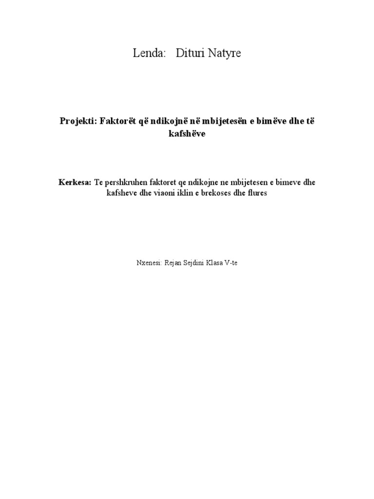 Mbijetesa e Bimeve Dhe Kafsheve | PDF