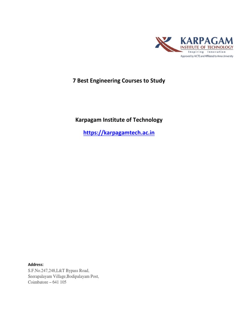 7 Best Types of Engineering Courses To Study - Karpagam Institute of ...