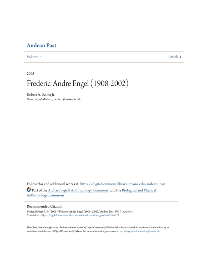 Frederic Andre Engel | Download Free PDF | Archaeology | Peru