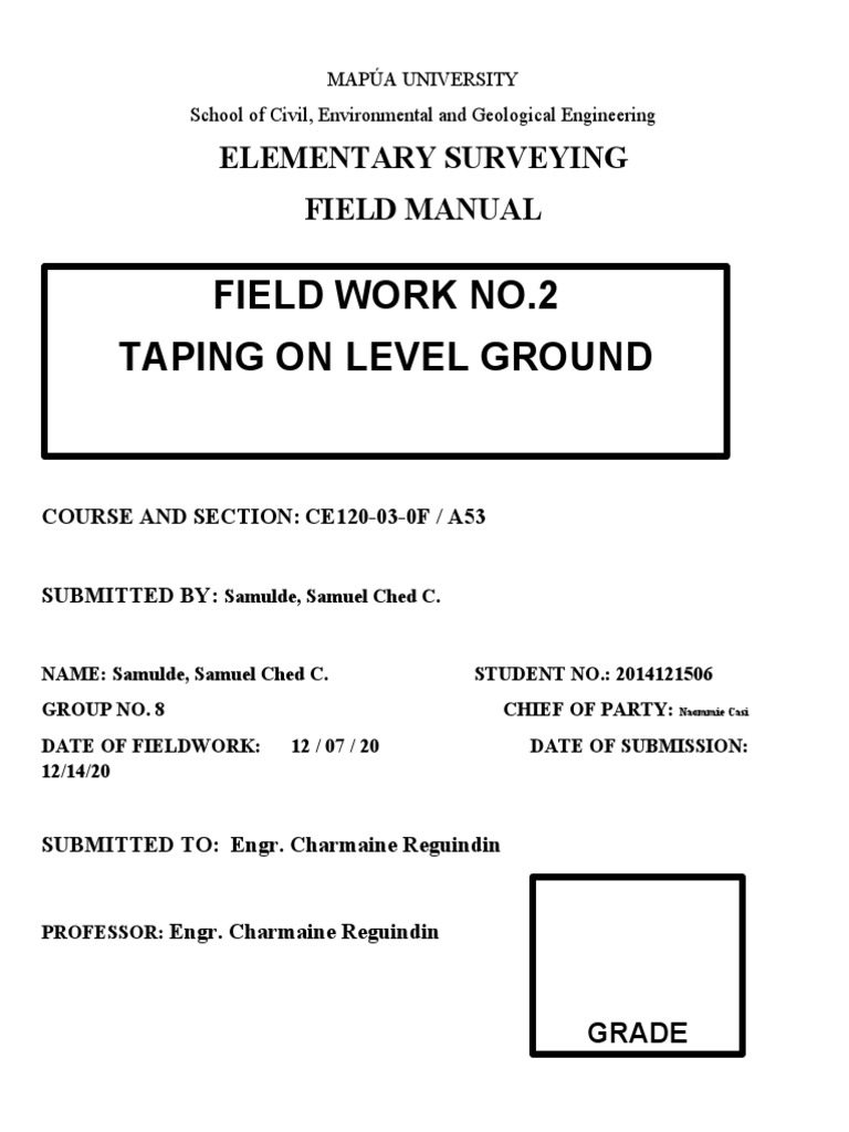 Final FW2 - Elementary Surveying | PDF | Surveying | Measurement