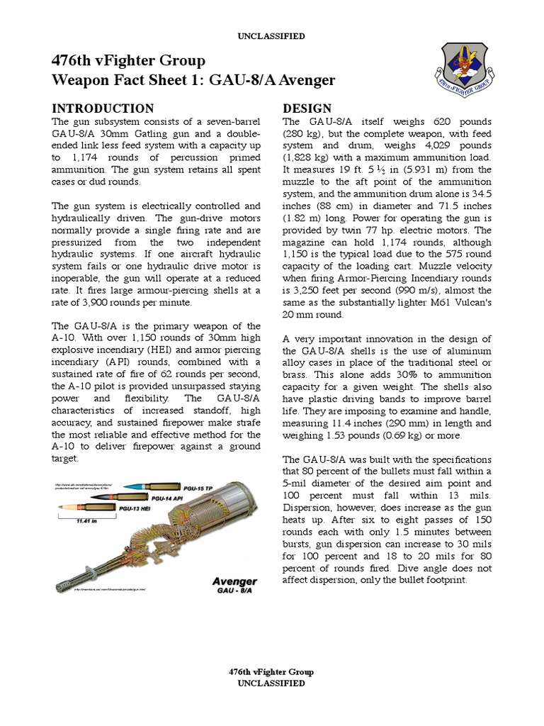 476th VFG Weapon Fact Sheet 1 | PDF | Military Technology | Artillery