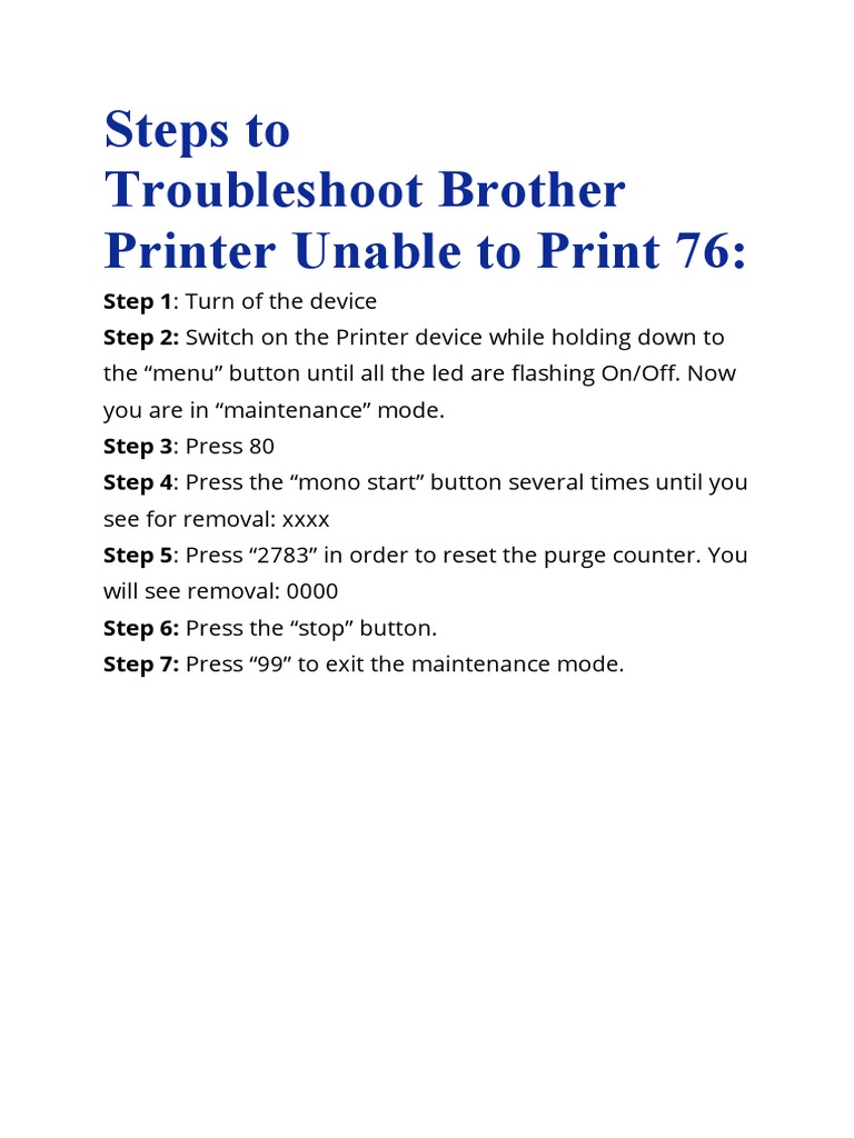 Brother Printer Troubleshooting Steps | PDF | Computers
