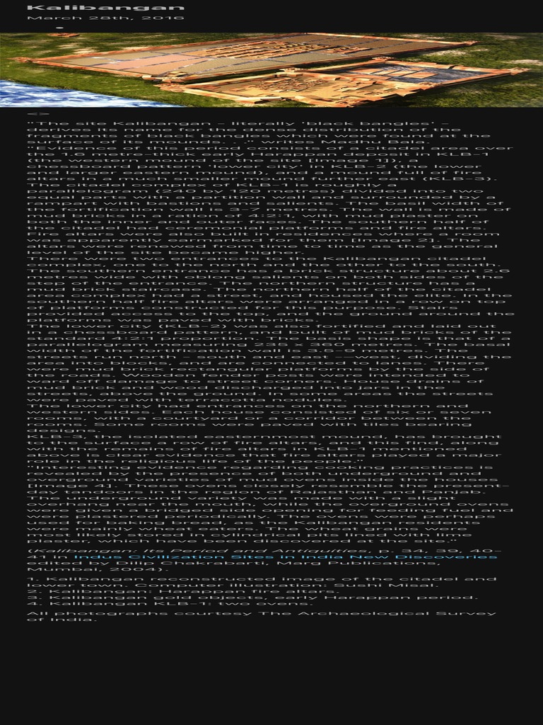 Kalibangan Fire Altar Harappa | PDF