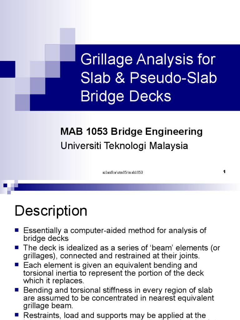 Grillage Analysis For Slab & Pseudo-Slab Bridge Decks | PDF | Bending | Beam (Structure)