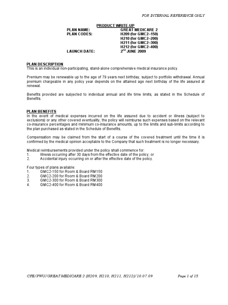 GMC 2 Product Write-Up | PDF | Cancer | Insurance