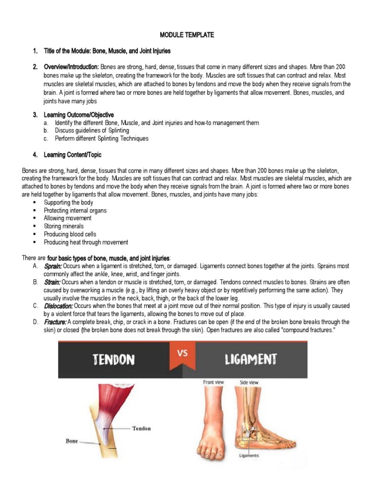 Sprain: Strain: Dislocation: Fracture | PDF | Skeleton | Muscle
