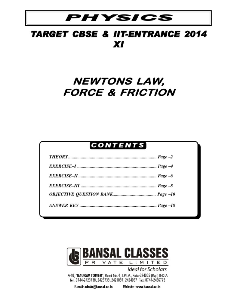 Newtons Law Force & Friction WA (English) | PDF | Tension (Physics ...