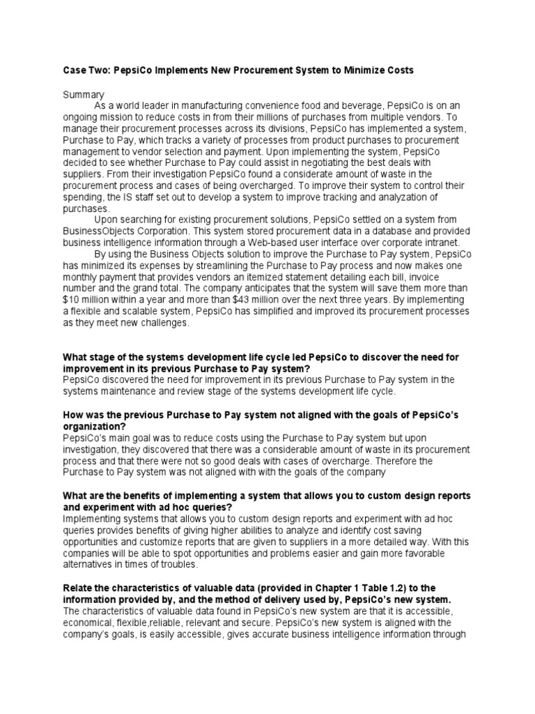 PepsiCo Implements New Procurement System | PDF | Procurement | Product ...
