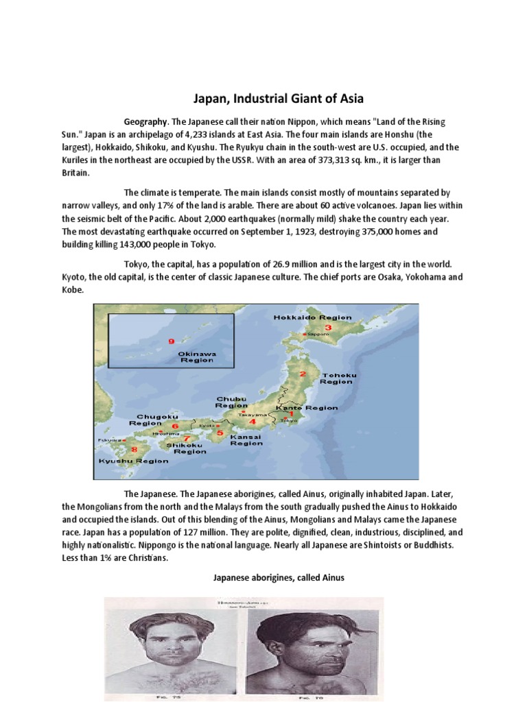 Japan, Industrial Giant of Asia: Geography. The Japanese Call Their ...