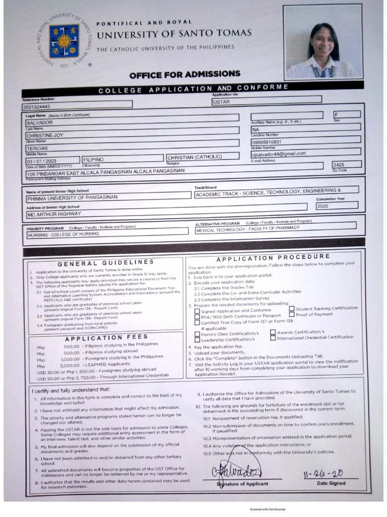 College Application and Conforme PDF | PDF