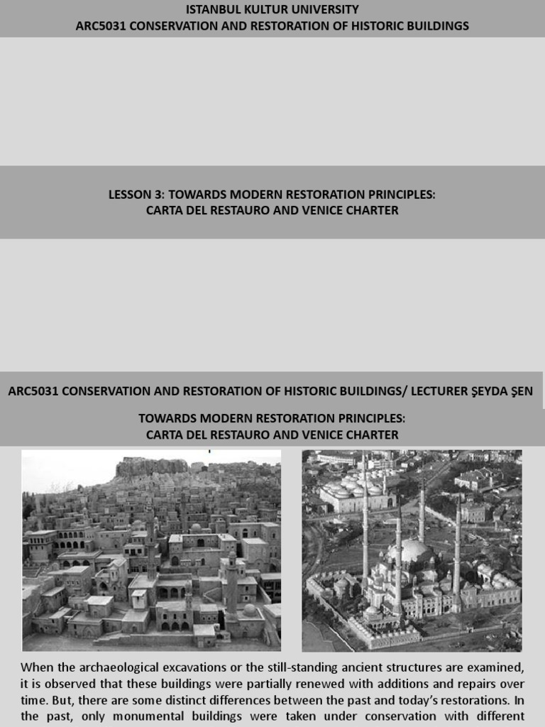 Modern Restoration: Venice Charter & Carta | PDF | Cultural Heritage ...