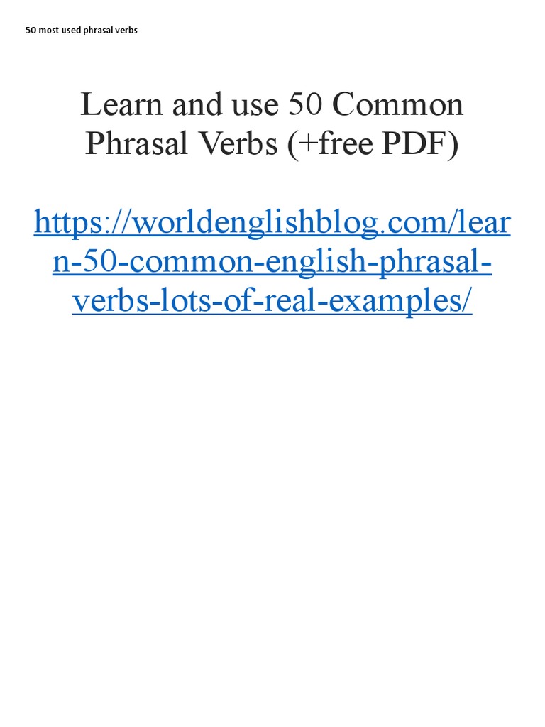 50 Most Used Phrasal Verbs | PDF | Phrase | English Language