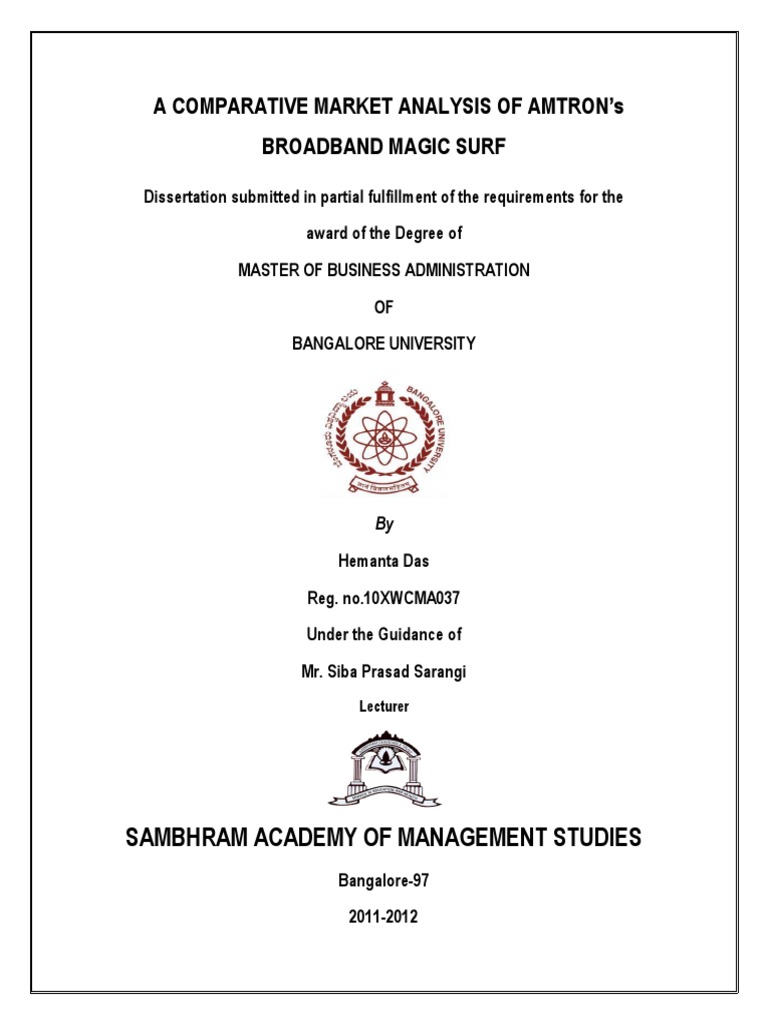 Project On Market Analysis | PDF | Broadband | Internet