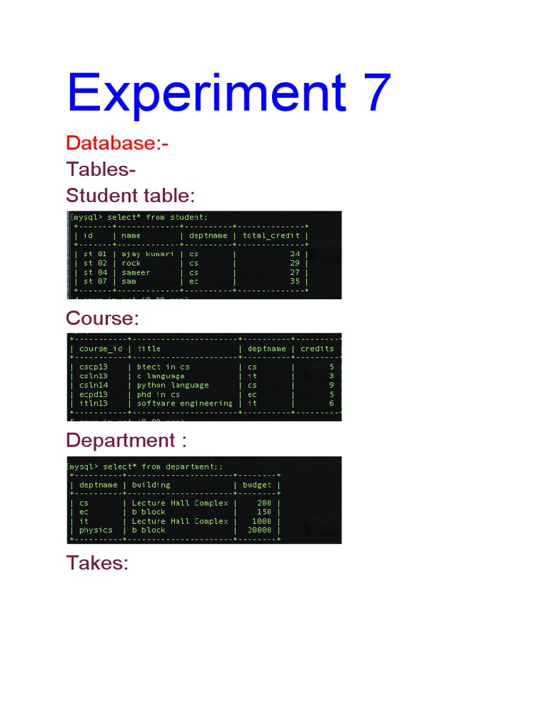 Experiment 7 - Aakash | PDF | Data Management | Databases