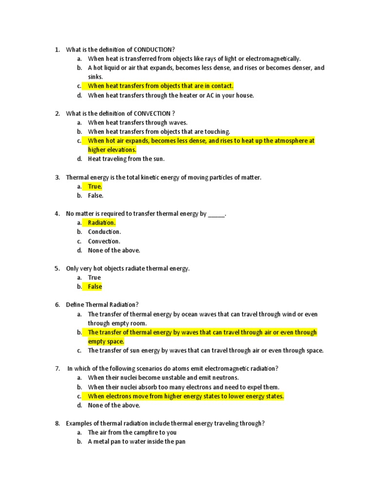 Heat Transfer Quiz and Answers | PDF | Heat Transfer | Electromagnetic ...