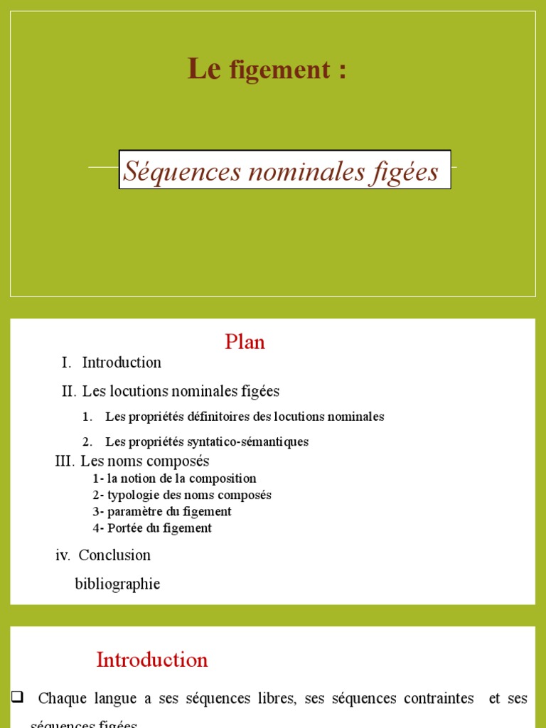 Figement Nominal | PDF | Prédicat (Grammaire) | Nom (grammaire)