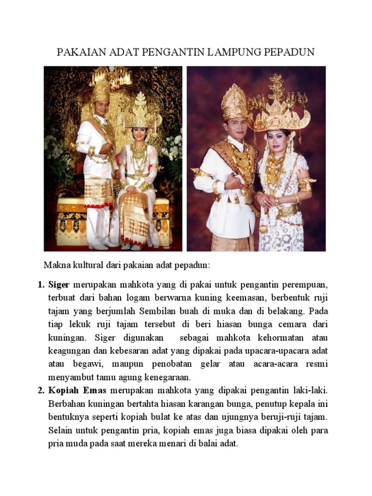 Pakaian Adat Pengantin Lampung Pepadun | PDF | Seni