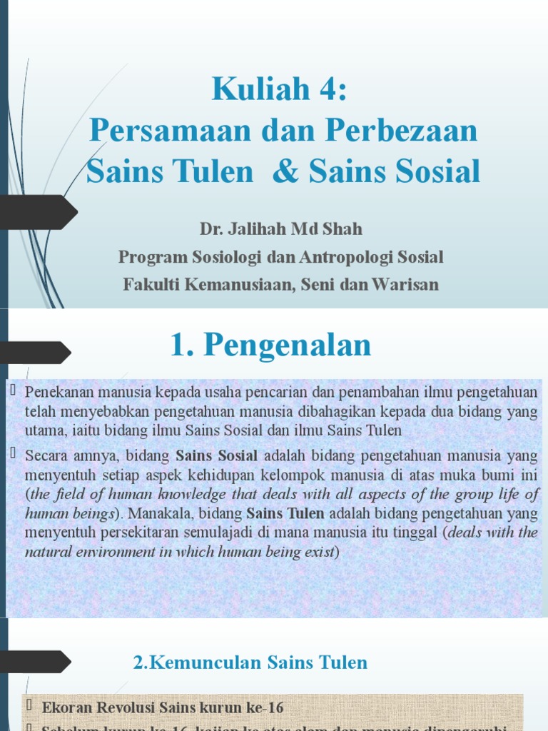 Mempelajari Perbezaan dan Persamaan Sains Tulen dan Sains Sosial | PDF