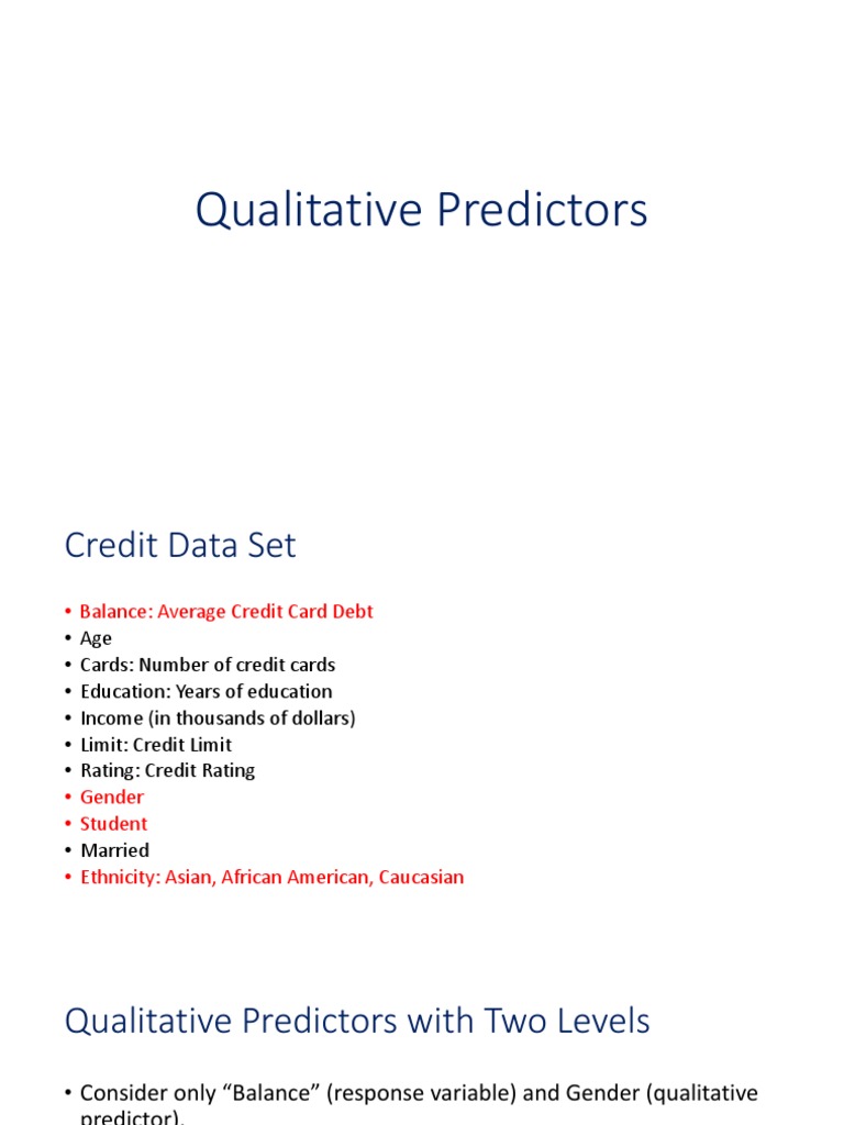 Qualitative Predictor | PDF | Dummy Variable (Statistics) | Dependent And Independent Variables