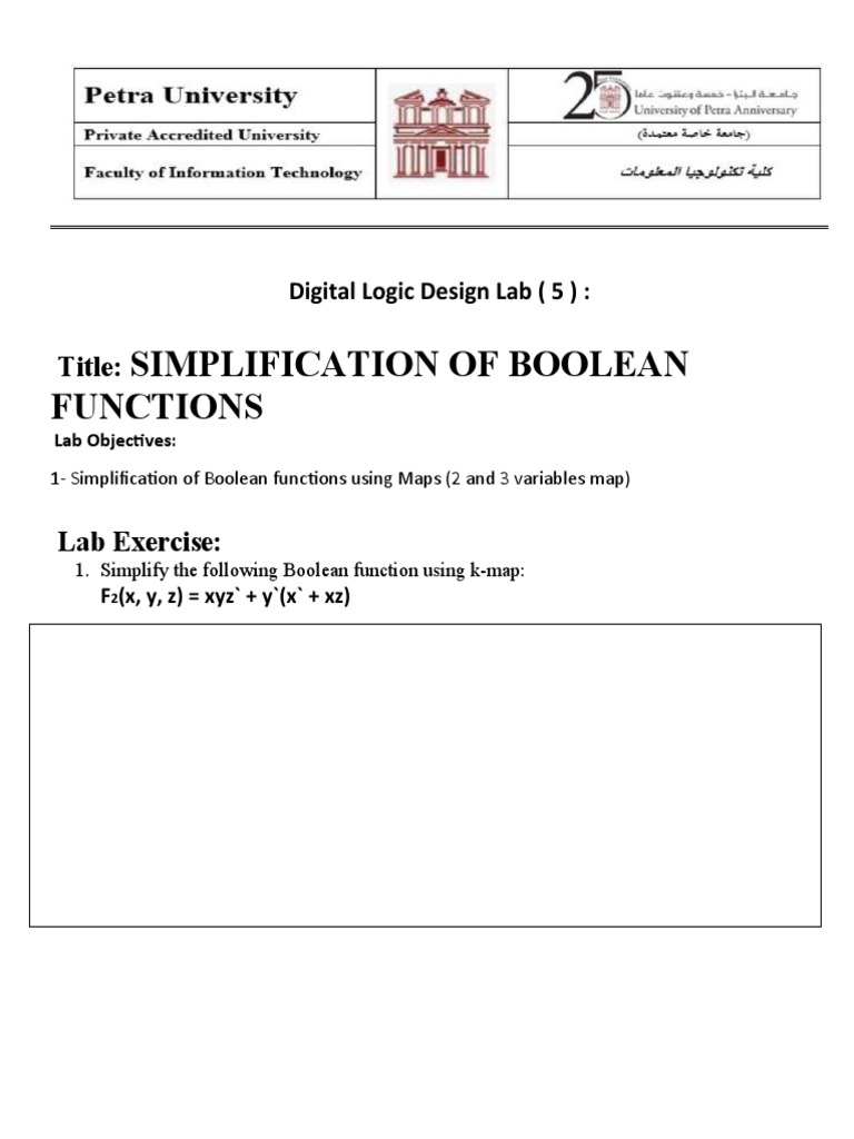 Simplification of Boolean Functions: Title | PDF | Teaching Methods ...