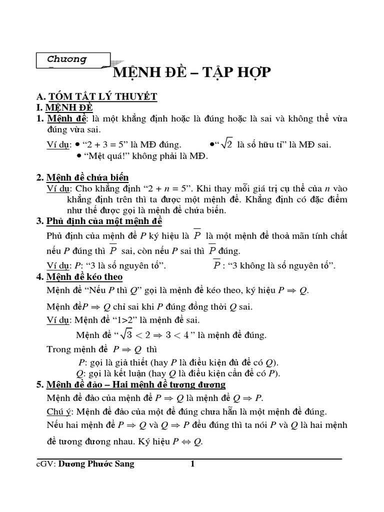 Ly-Thuyet-Va-Bai-Tap-Menh-De-To-Hop Duong Phuc Sang | PDF