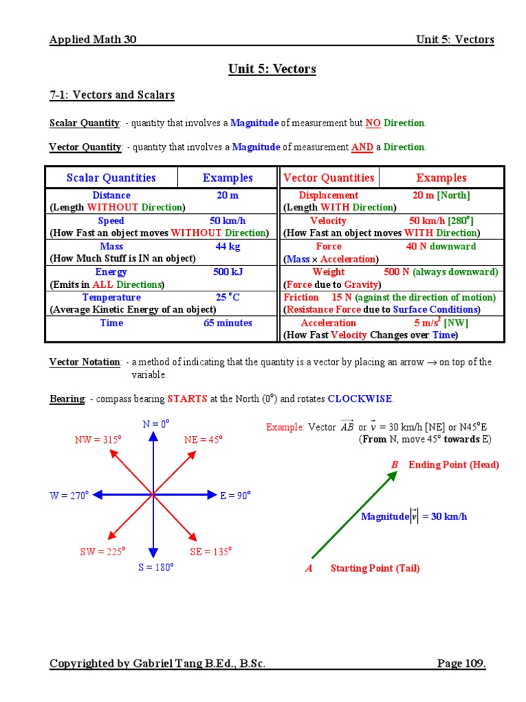 Vectors Notes (Answers) | PDF | Sine | Euclidean Vector