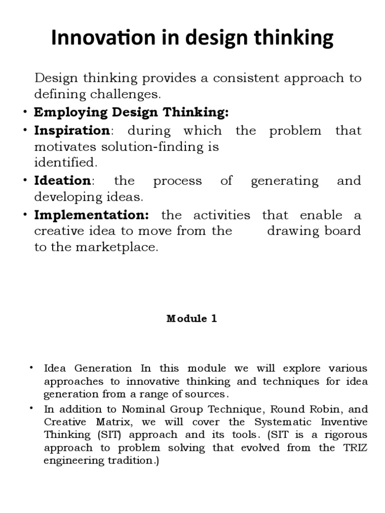 Innovation in Design Thinking | PDF