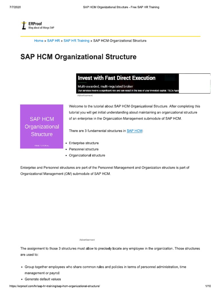 SAP HCM Organization Structure Configuration PDF | PDF