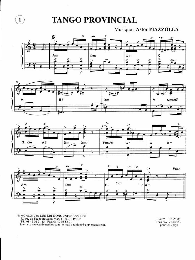 Astor Piazzolla - Tango Provincial PDF | PDF