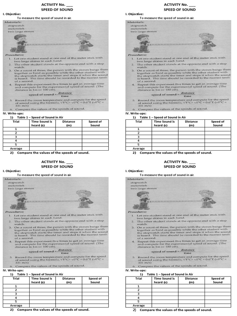 Activity On Speed of Sound | PDF | Speed | Sound