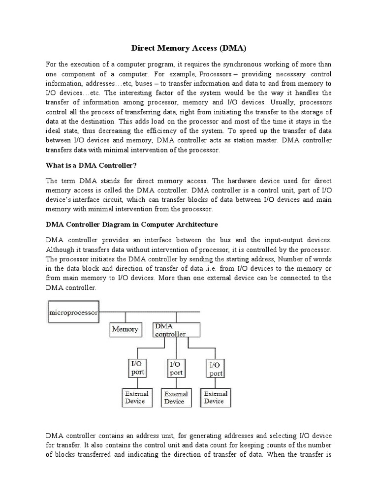 Direct Memory Access (DMA) : What Is A DMA Controller? | PDF | Central Processing Unit ...