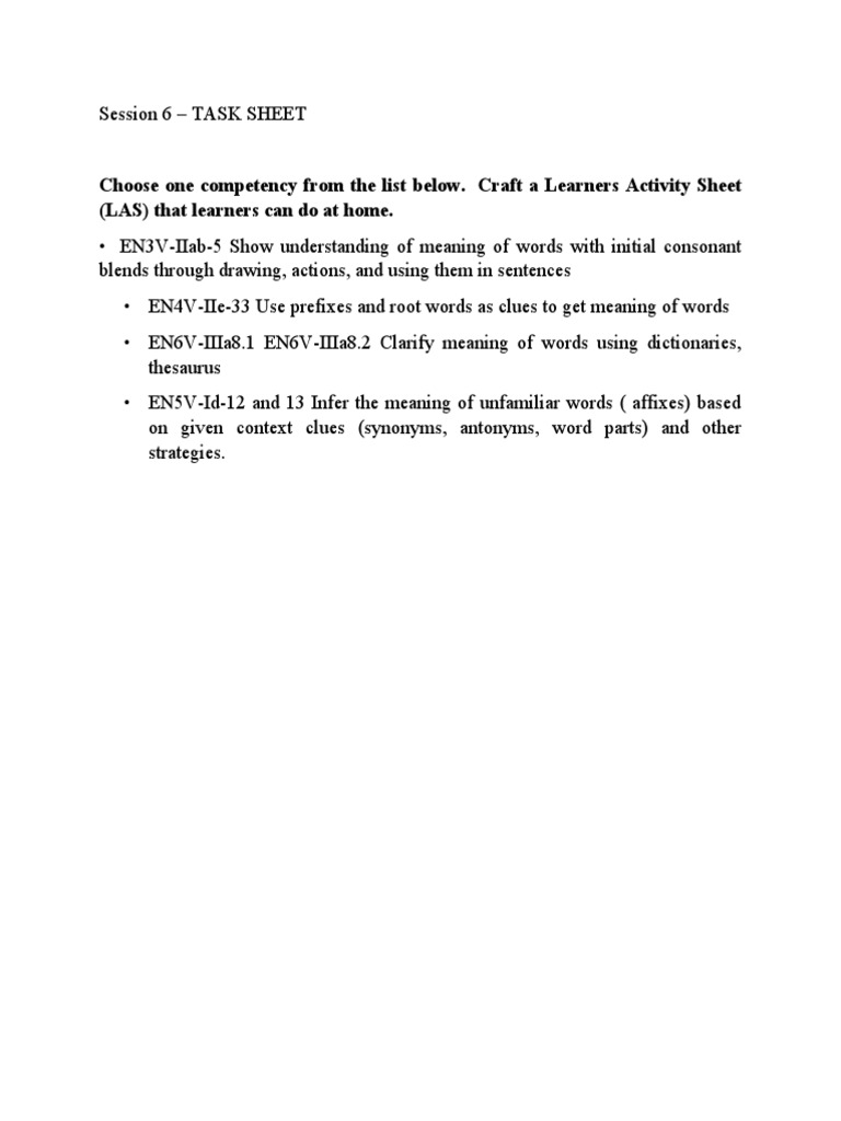 Session 6 - TASK SHEET | PDF