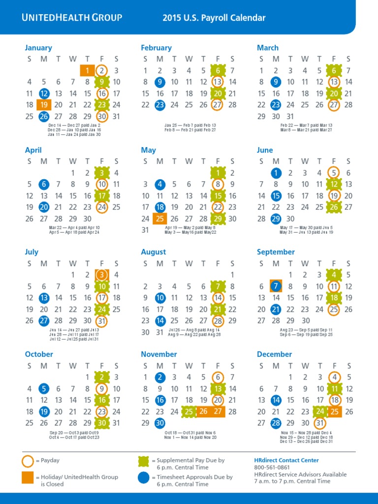 2015 U.S. Payroll Calendar: January February March | PDF | Business ...