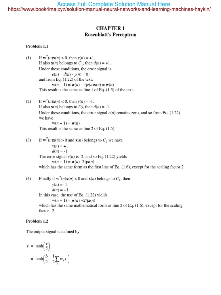 Solution Manual Neural Networks and Lear | PDF | Theoretical Computer Science | Algorithms