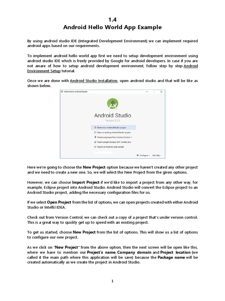 1 4 Android Hello World App Example Pdf Android Operating System