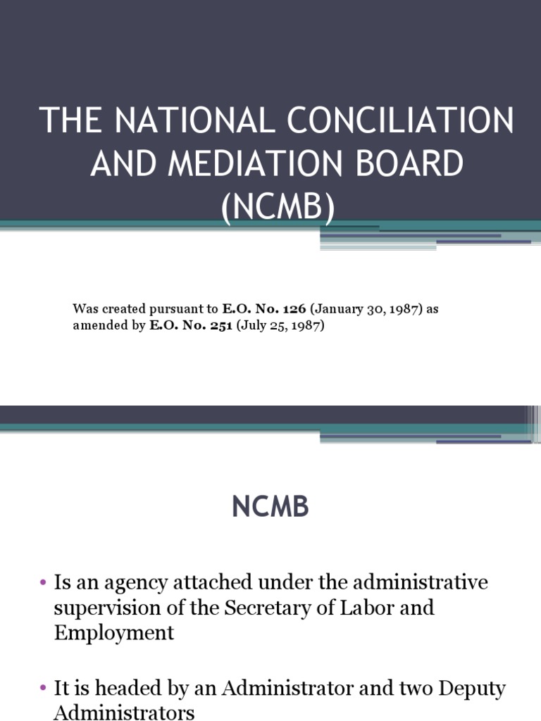 The National Conciliation and Mediation Board (NCMB) | PDF | Mediation ...
