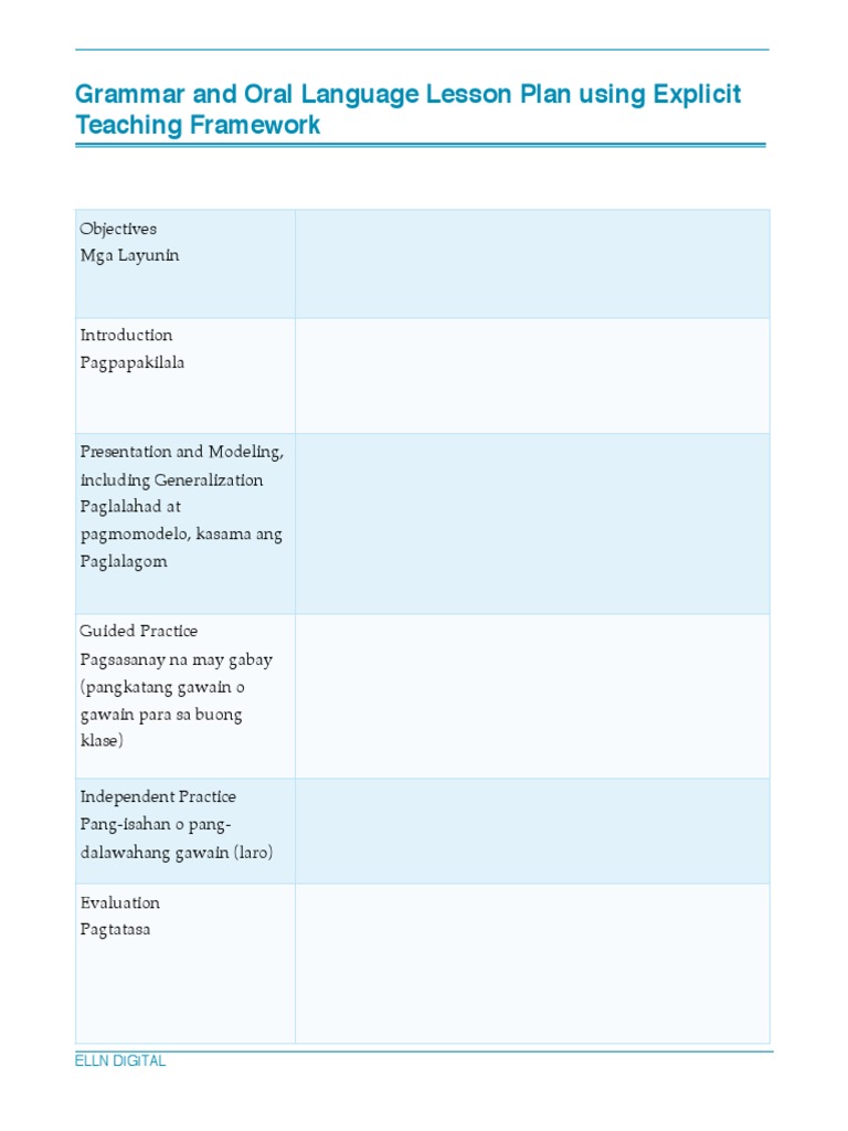 Grammar and Oral Language Plan | PDF