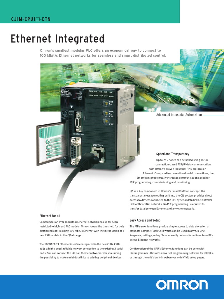 Omron CJ1M Ethernet PLC Overview | PDF | Programmable Logic Controller ...