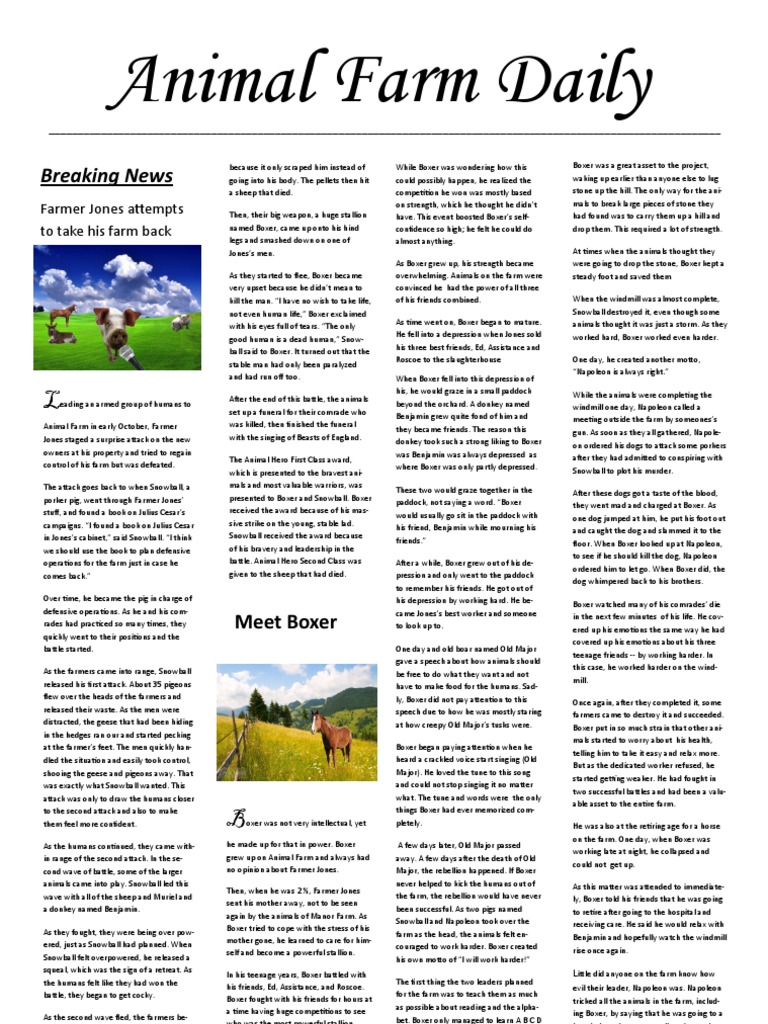 Animal Farm Newspaper Final | PDF