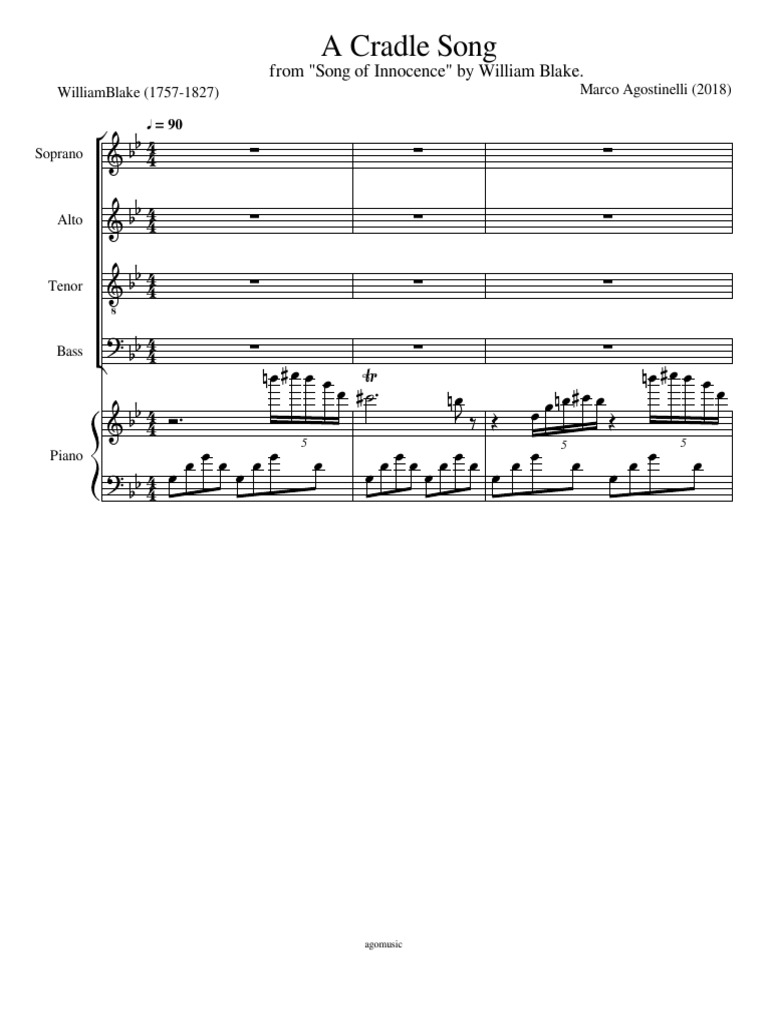 A Cradle Song: From "Song of Innocence" by William Blake | PDF ...