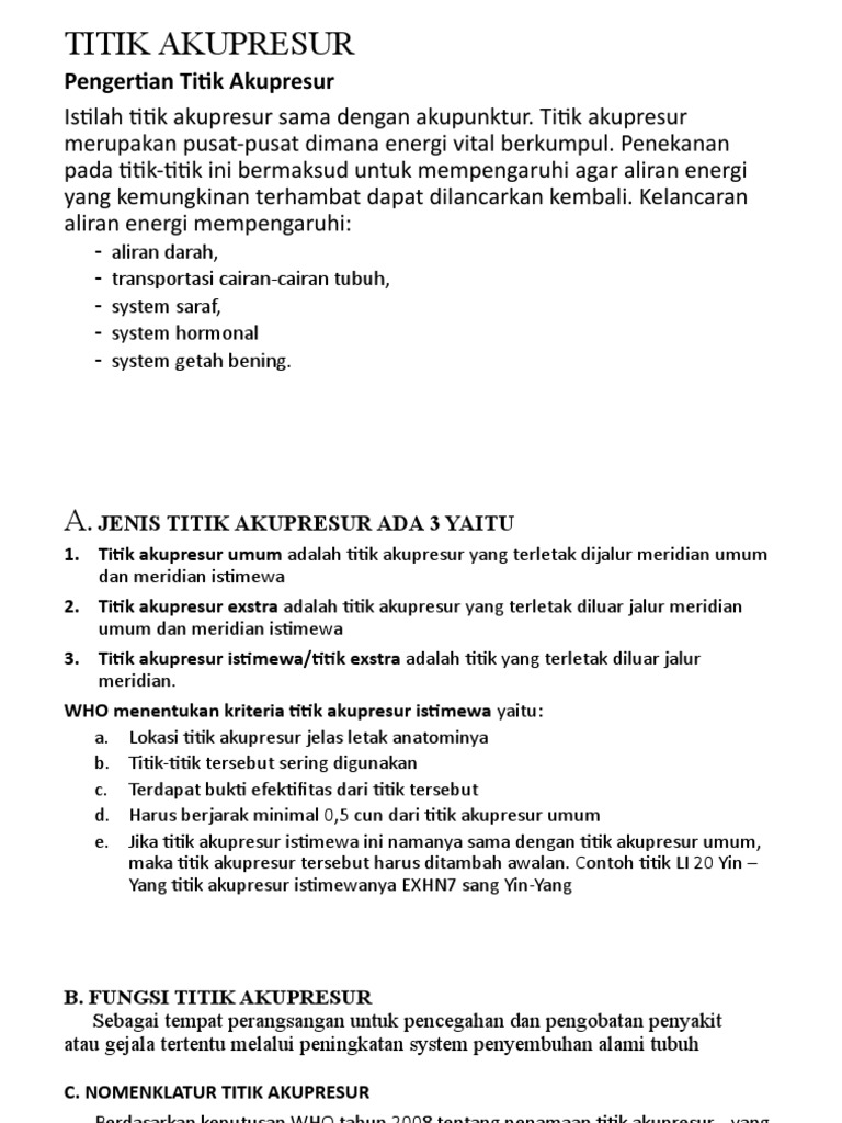 Panduan Lengkap Titik Akupresur | PDF