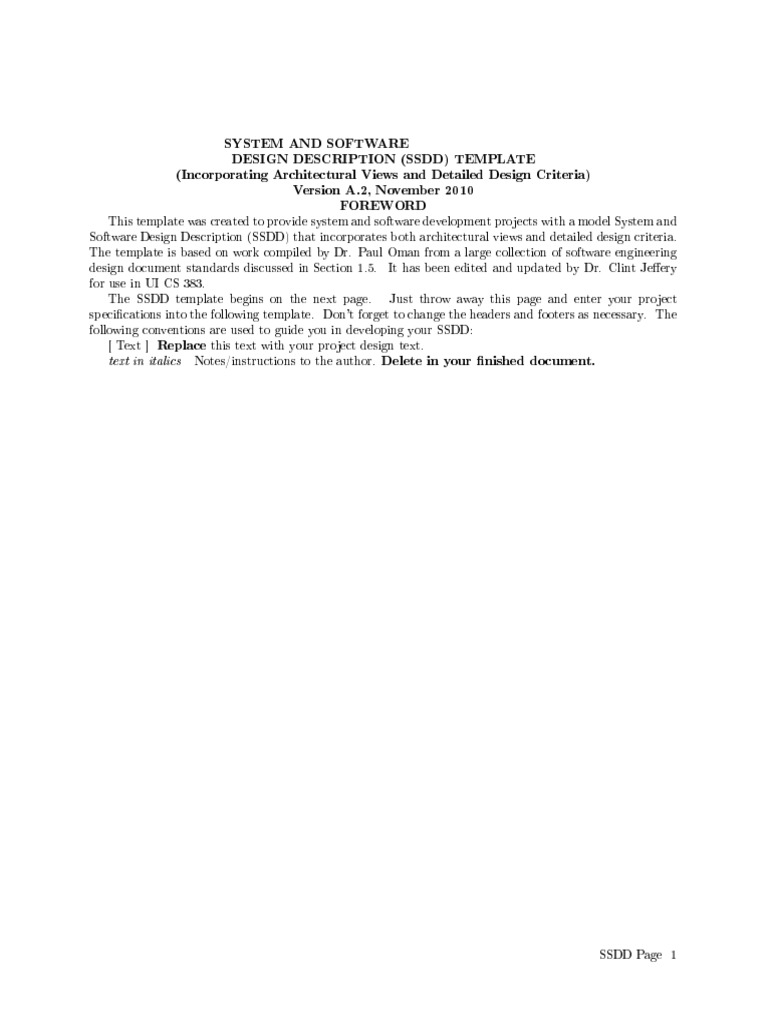 SSDD Template A2 | PDF | Software Testing | Institute Of Electrical And ...