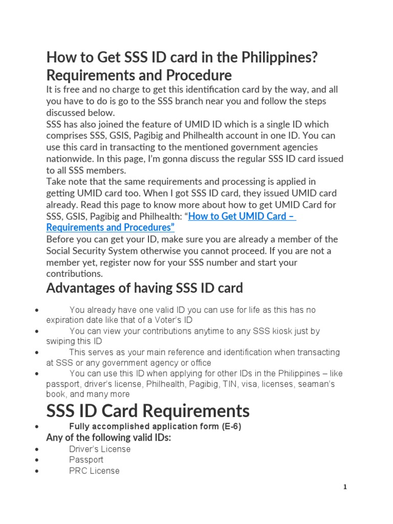 How To Get SSS ID Card in The Philippines? Requirements and Procedure ...