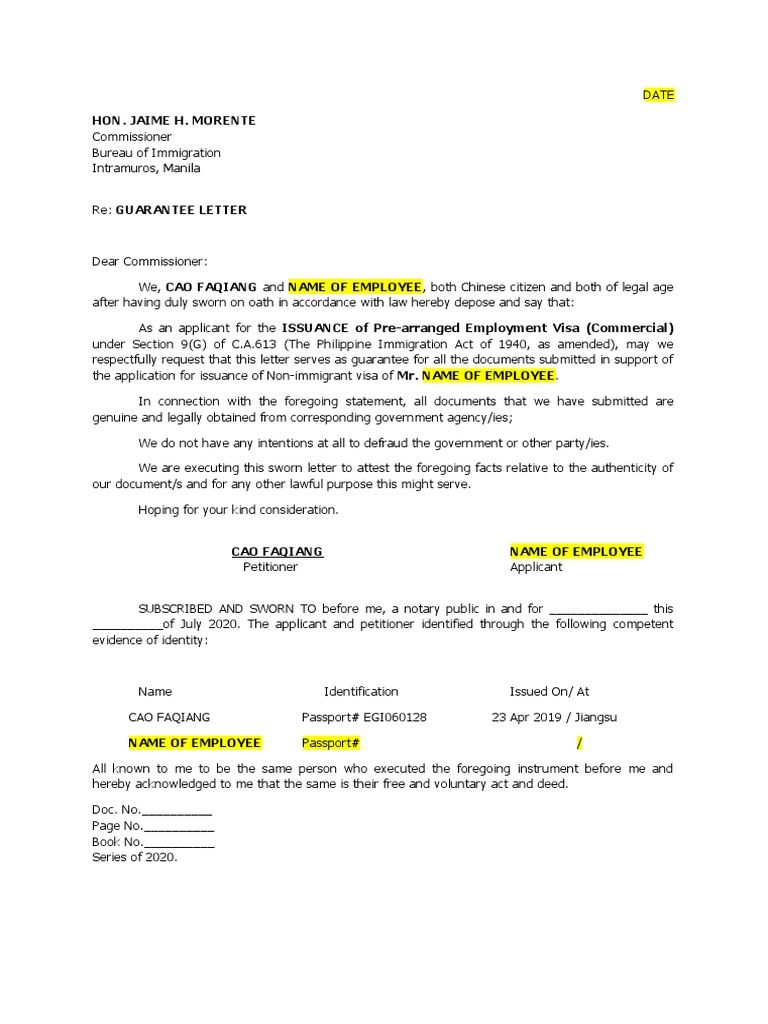 Guarantee Letter For Bi | PDF | Law