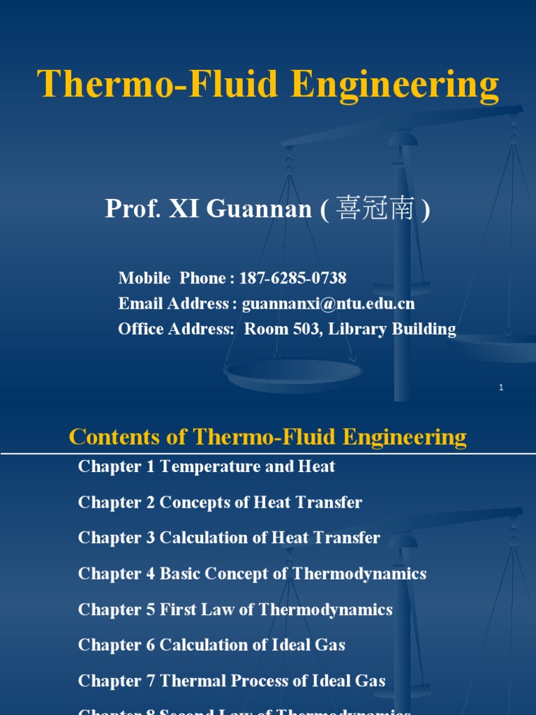 Thermo-Fluid Engineering: Prof. XI Guannan (喜冠南) | PDF | Heat Transfer | Thermal Conduction