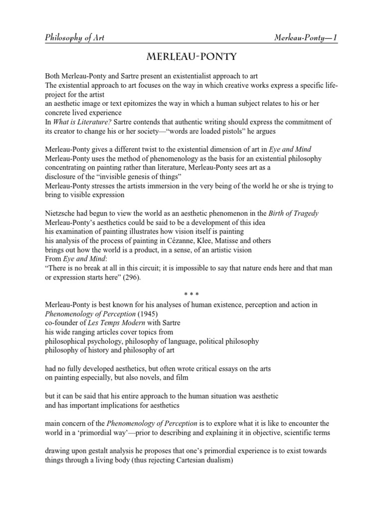 Philosophy of Art Merleau-Ponty-1 | PDF | Existentialism | Aesthetics