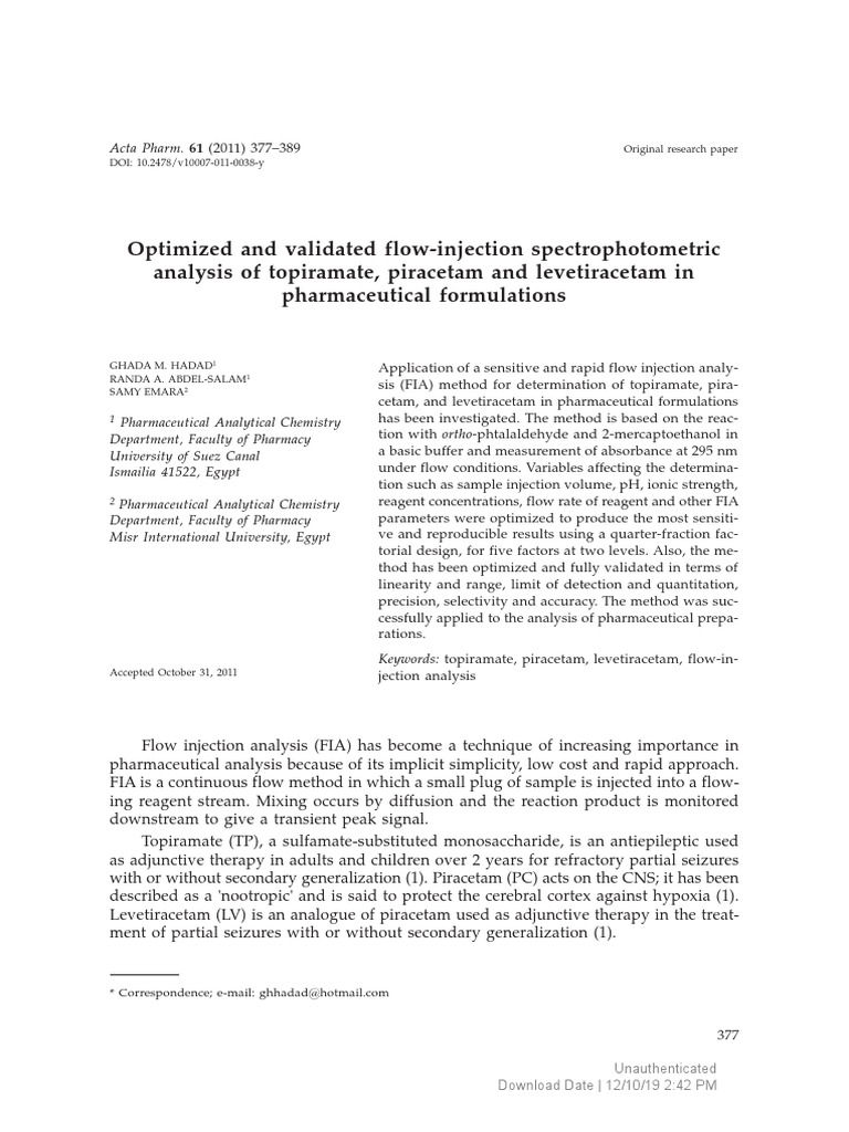 Optimized and Validated Flow-Injection Spectrophotometric Analysis of ...