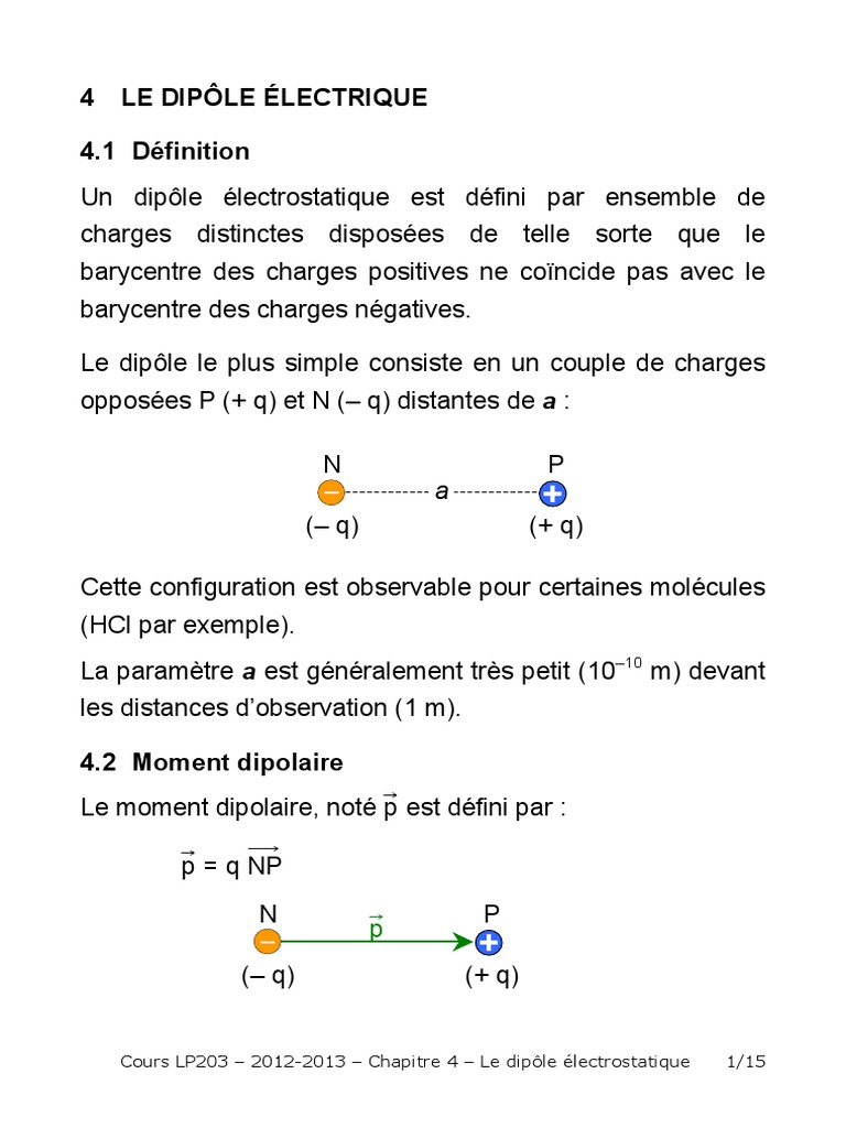 Comprendre le dipôle électrostatique | PDF | Champ électrique | Taux
