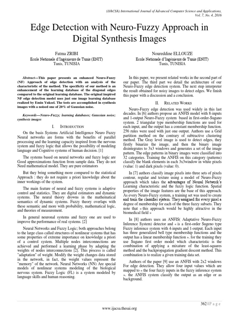 Edge Detection With Neuro-Fuzzy Approach in Digita | PDF | Fuzzy Logic ...
