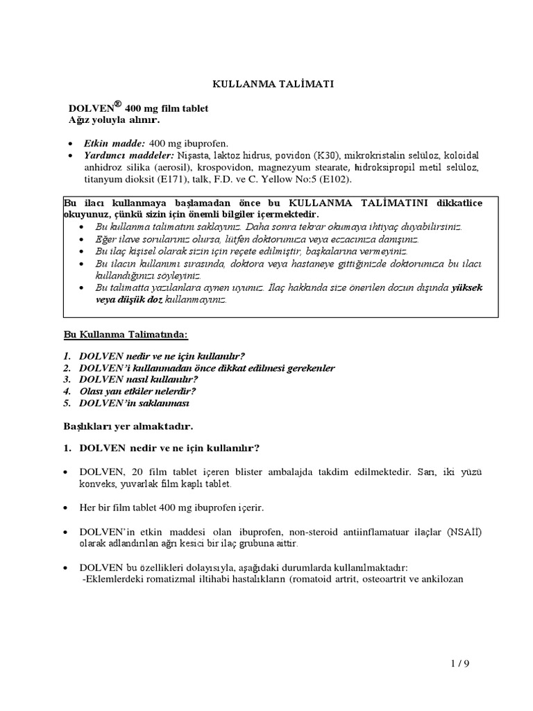 DOLVEN 400 MG KTHHF | PDF